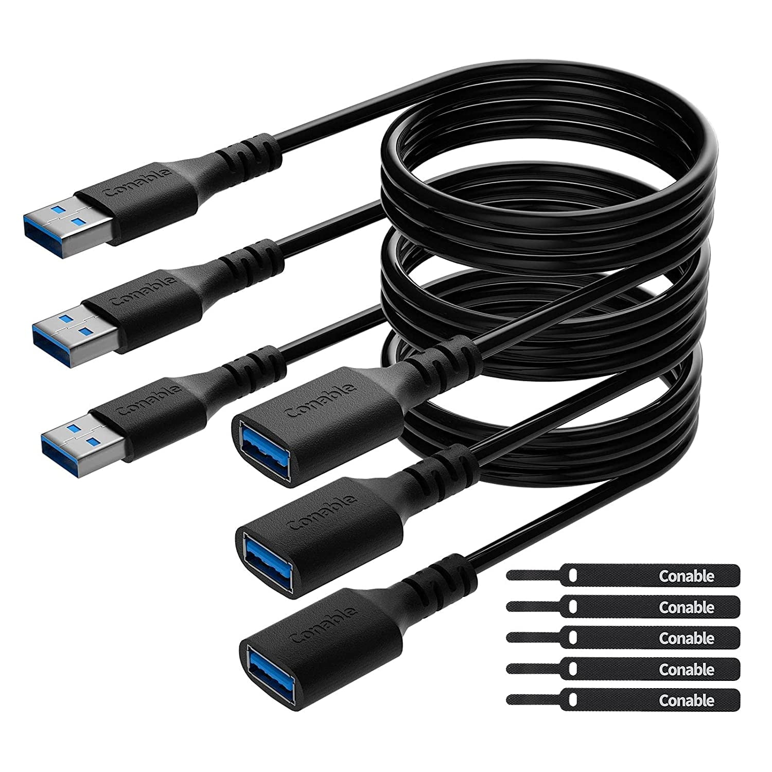 JUNCHI-3 Pack USB 3.0 Extension Cable 15 Feet, USB A Male to Female ...