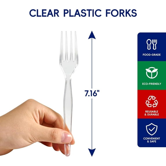 JUNCHI-[300 Count] Clear Plastic Forks,Heavy Duty Disposable Forks ...