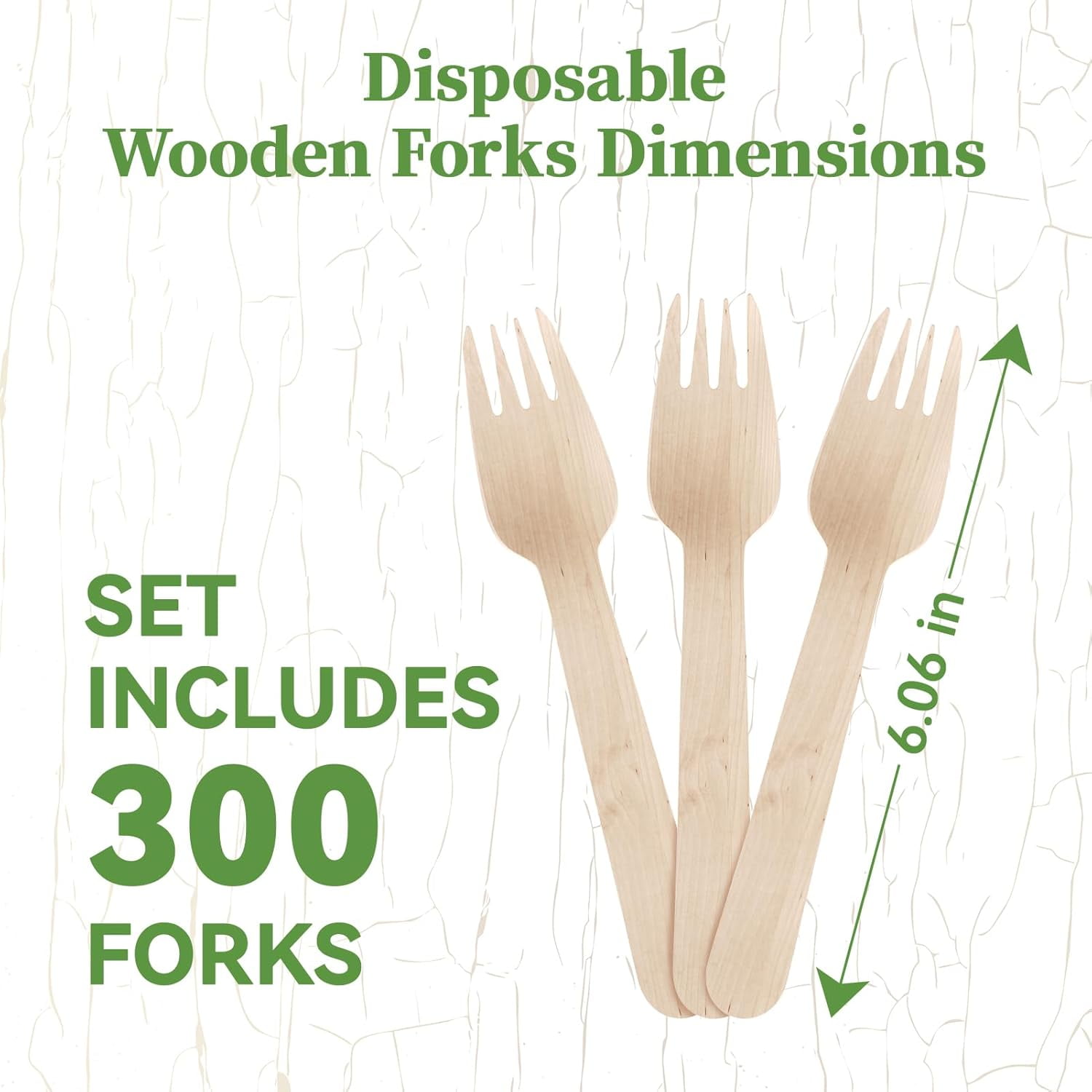 JUNCHI-300 Count Wooden Forks Disposable, Wooden Disposable Compostable ...