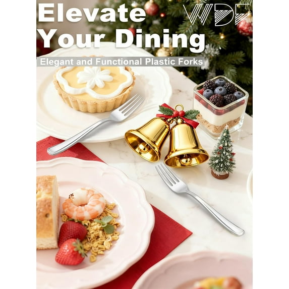 JUNCHI-300PCS Silver Plastic Forks - Heavy Duty Plastic Forks ...