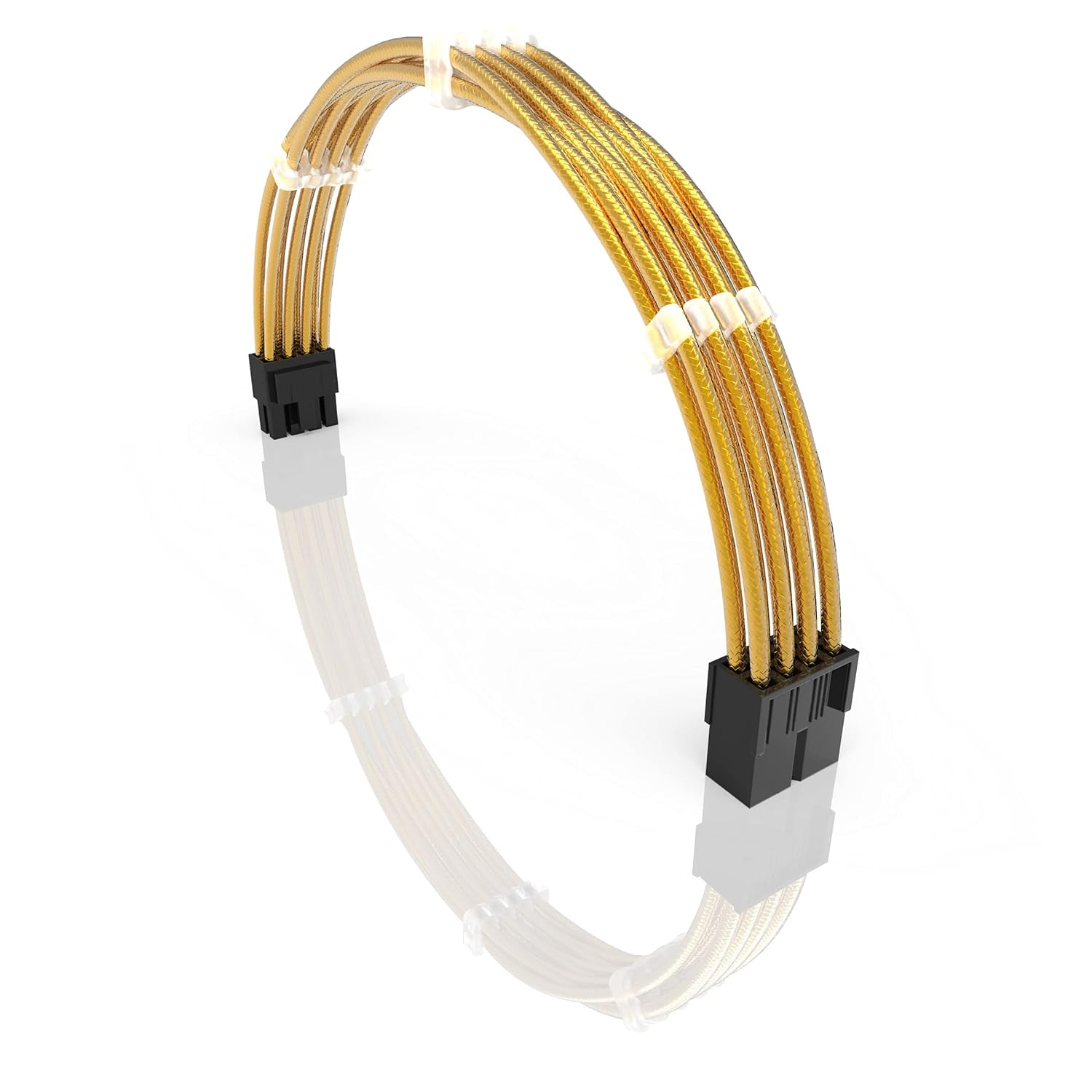 JUNCHI-- 30cm PSU PC Power Extension Cable Metallic Sleeved Silicone ...