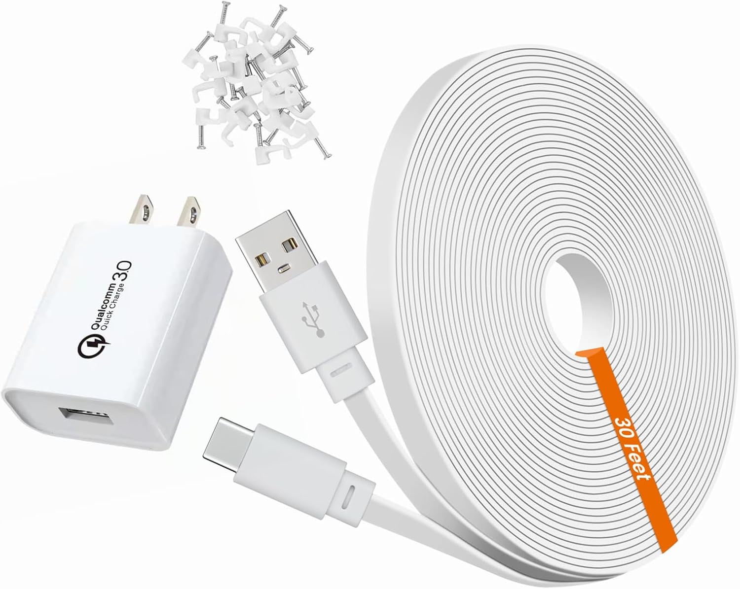 JUNCHI-30ft Power Extension Cable for Tapo TP-Link 2K QHD C120 Security ...