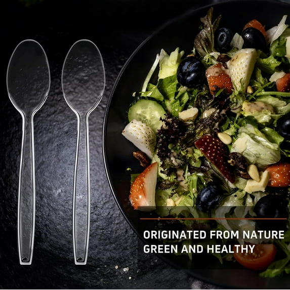 JUNCHI-360 Pieces Clear Plastic Spoons - Heavyweight Disposable Spoons ...