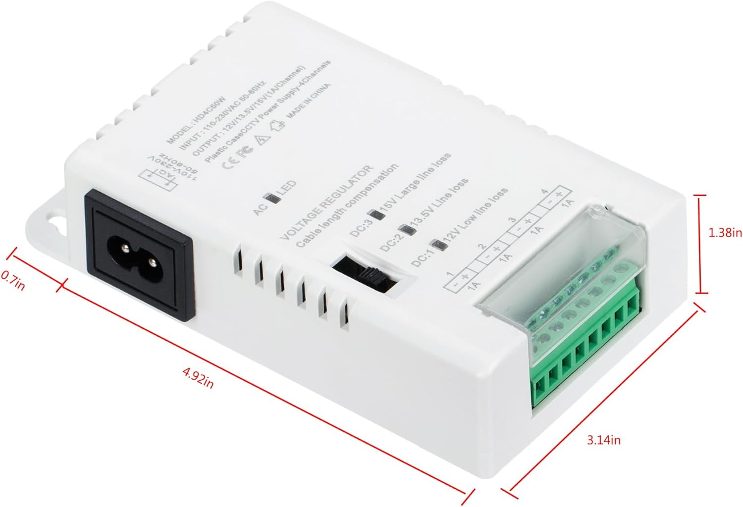JUNCHI-4 Channel CCTV Camera Power Supply Distribution Power Supply 90V ...