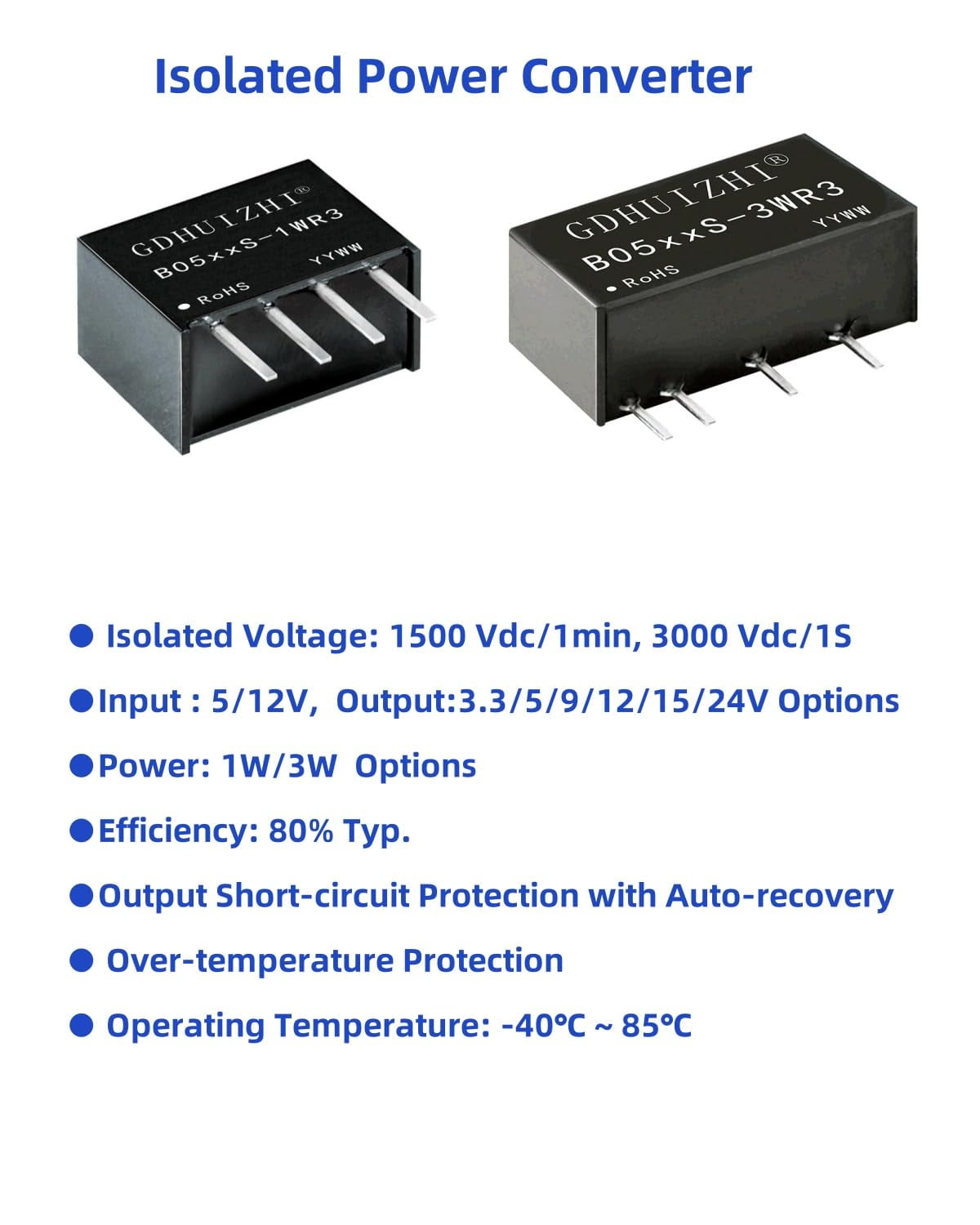 JUNCHI-4 Pack DC-DC 5V to 9V Isolated Power Convert, Input 4.5V-5.5V ...