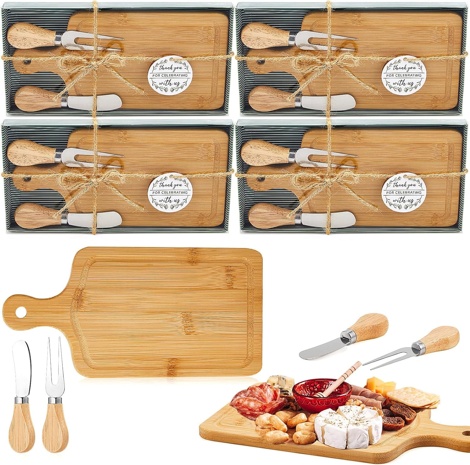 JUNCHI-4 Set Bridal Baby Shower Cheese Prizes Wooden Square Board Gift ...