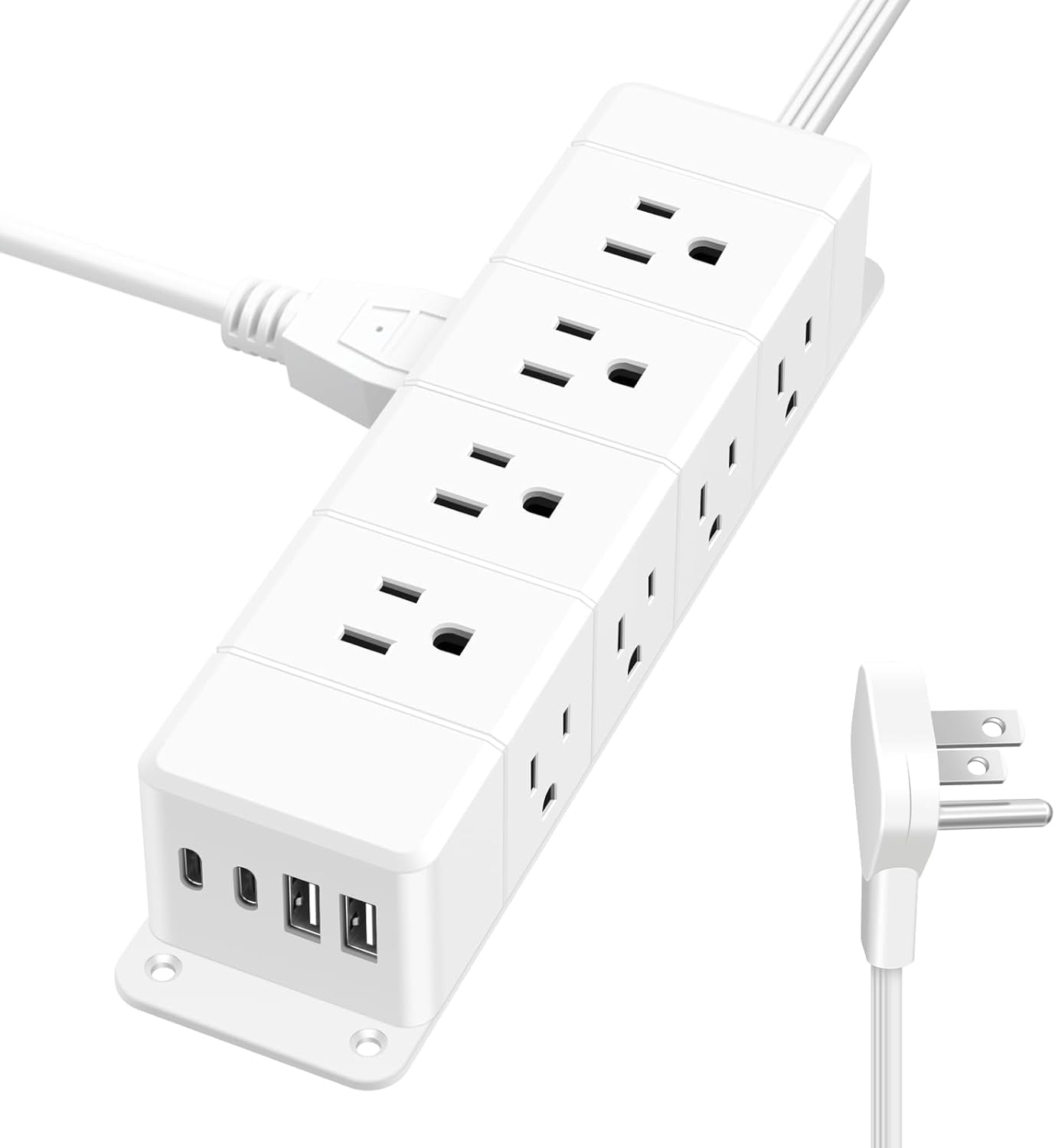 JUNCHI-40W Fast Charging Under Desk Power Strip,12 Outlet Mountable ...