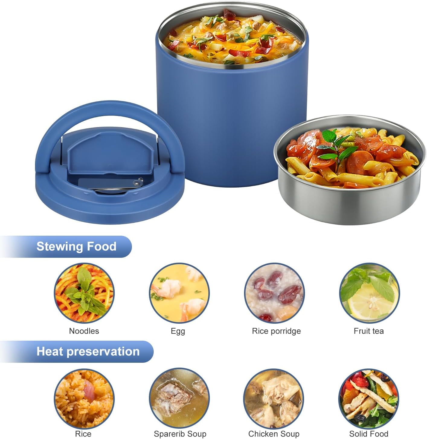 JUNCHI-40oz Insulated Food Jar-Say Goodbye to Spills&Cold Meals ...