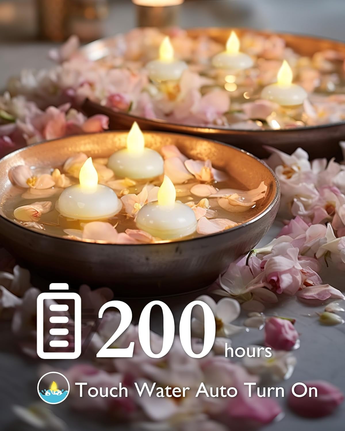 JUNCHI-48 Pack Waterproof Flameless Floating Tealights, Battery ...