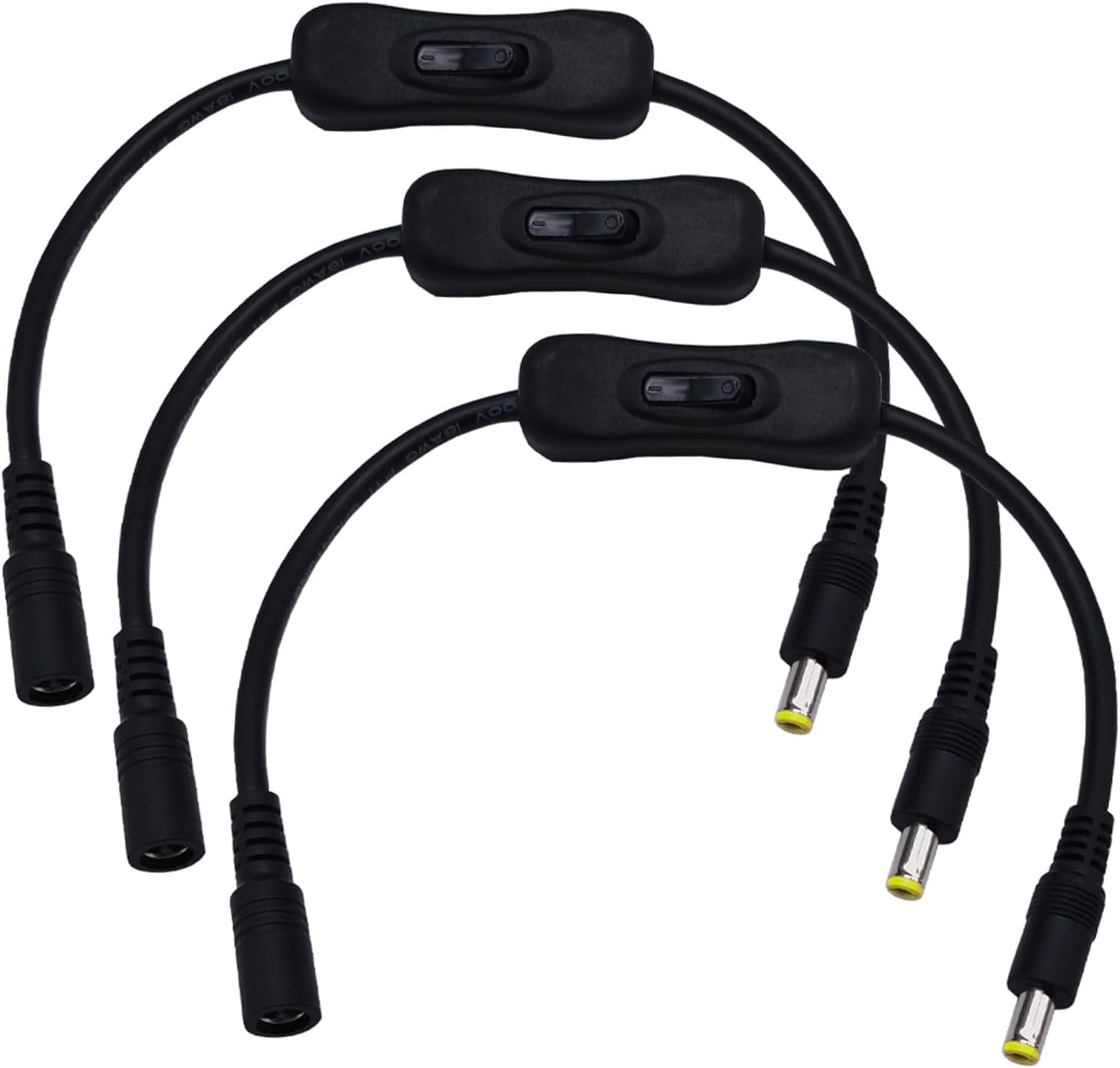 JUNCHI-5.5mm×2.5mm DC Power Cable with Switch Control, 12V/24V Male to ...
