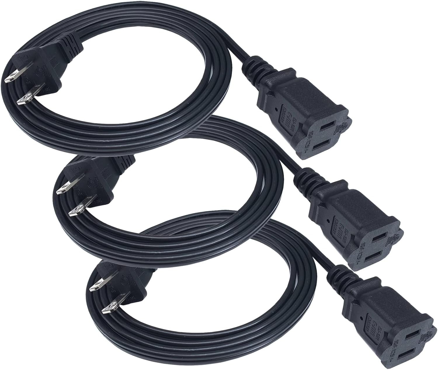 JUNCHI-5 FT Extension Cord, Indoor 18 AWG Small Short 2 Prong Power ...