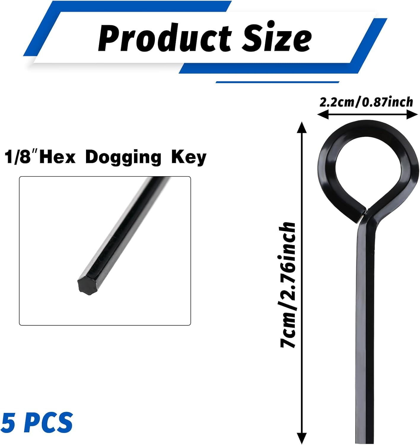 JUNCHI-5 Pack 1/8" Allen Wrench, Hex Key for Push Bar Door, Standard ...