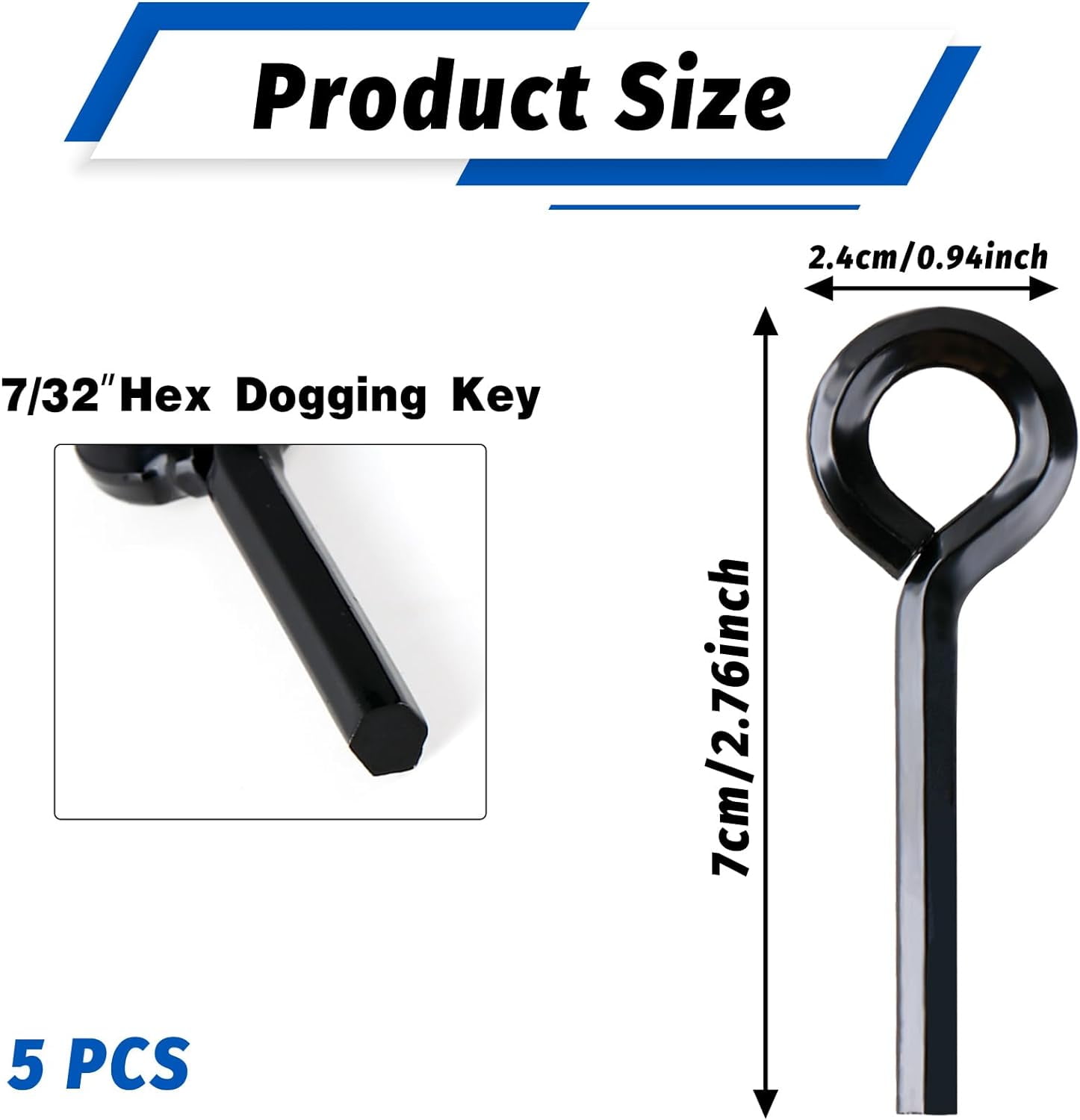 JUNCHI-5 Pack Allen Wrench Door Key with Full Loop, 7/32-inch Black Hex ...