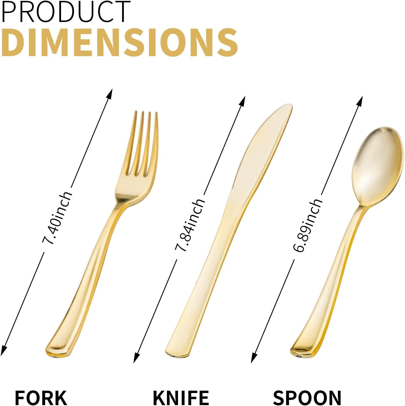 JUNCHI-50 Pack Pre Rolled Gold Plastic Silverware Set with Napkins ...