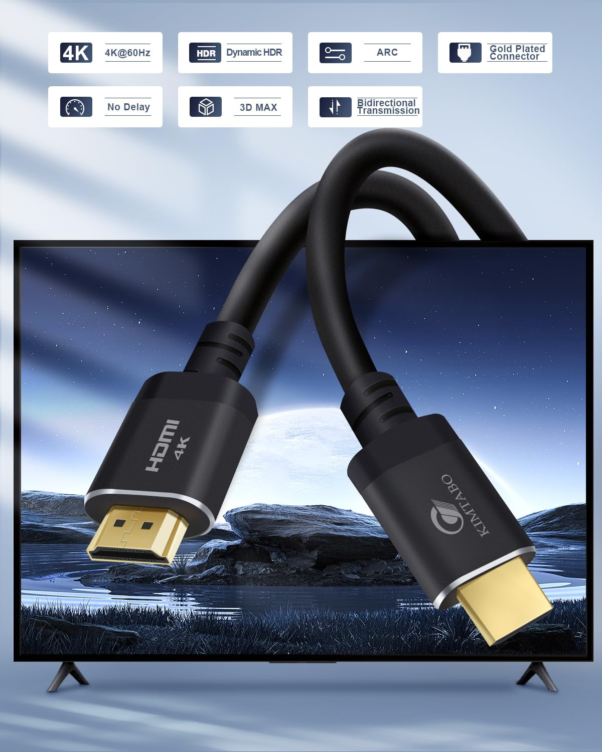 JUNCHI-50ft HDMI Cable, Ultra High Speed Long HDMI Cables Support 4K ...
