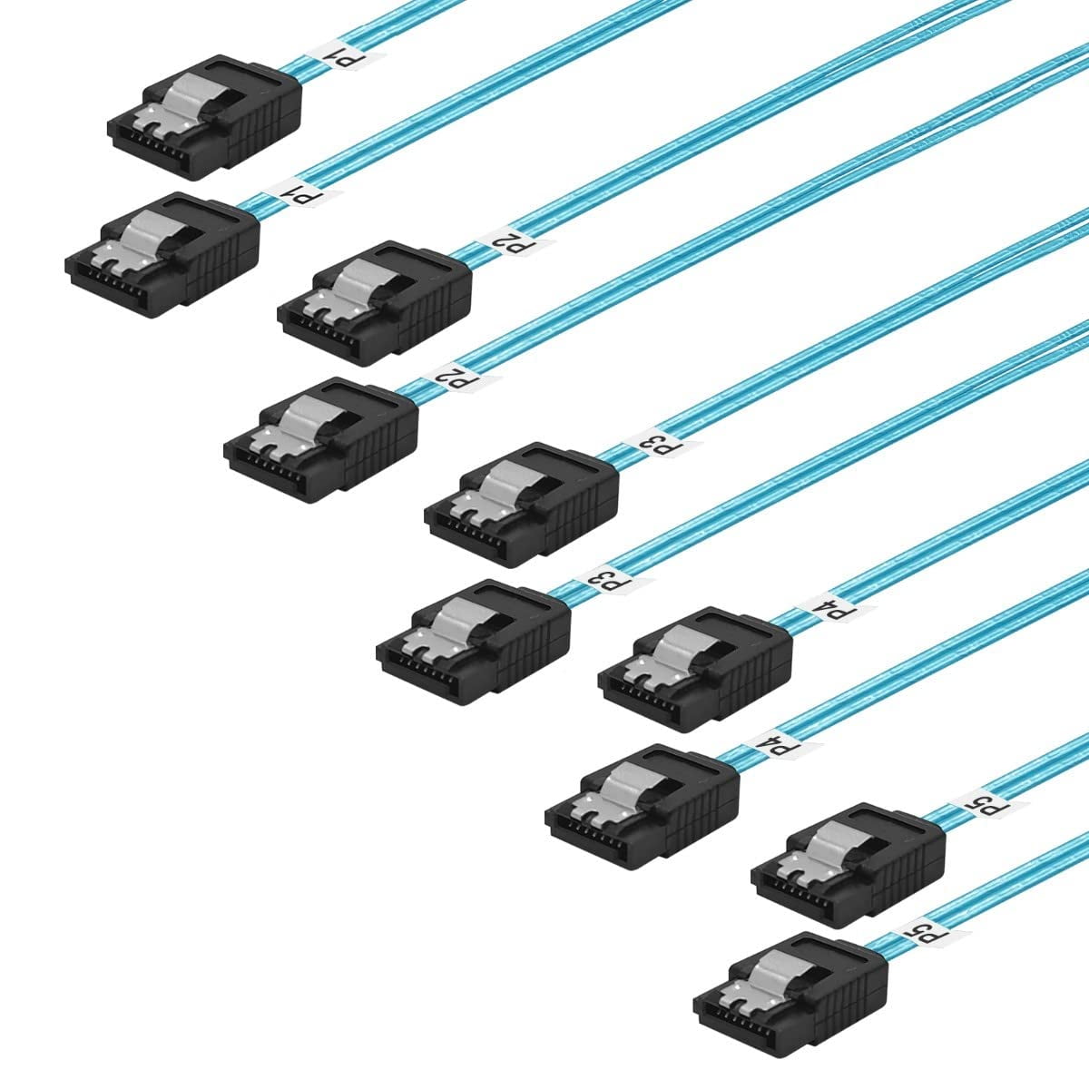 JUNCHI-5Pack SATA III Cable:8 inch Short-SATA Cable Thin 0.2M, Straight ...