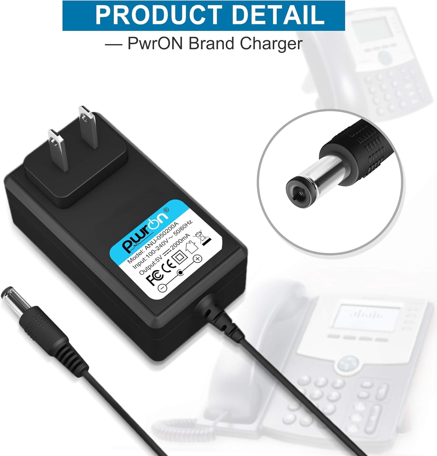 JUNCHI-5V Power Supply Adapter for Cisco IP Phones SPA500, 501G, 508G ...