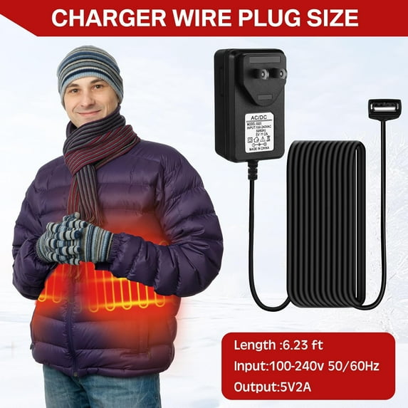 JUNCHI-5v 2a 10000mah Power Bank for Heated Vest and USB Wall Charger ...