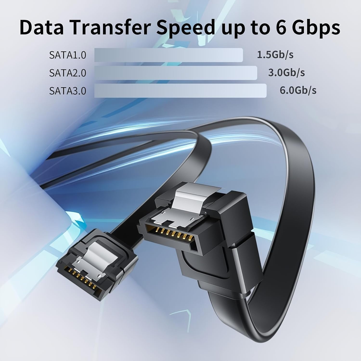 JUNCHI-6 Pack 90 Degree Right-Angle SATA III Cable 6.0 Gbps HDD SDD ...