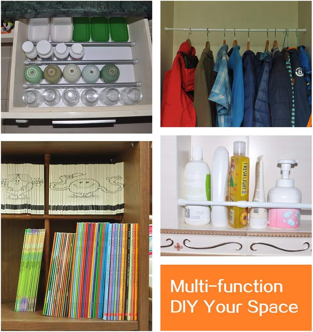 JUNCHI-6 Pack Small Spring Tension Curtain Rod 12-20 Inch, Thin Tension ...