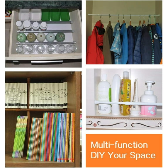 JUNCHI-6 Pack Small Spring Tension Curtain Rod 12-20 Inch, Thin Tension ...