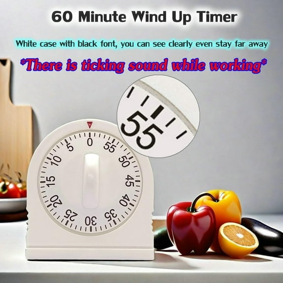 JUNCHI-60 Minute Wind Up Timer, Visual Mechanical Timer with Loud Alarm ...