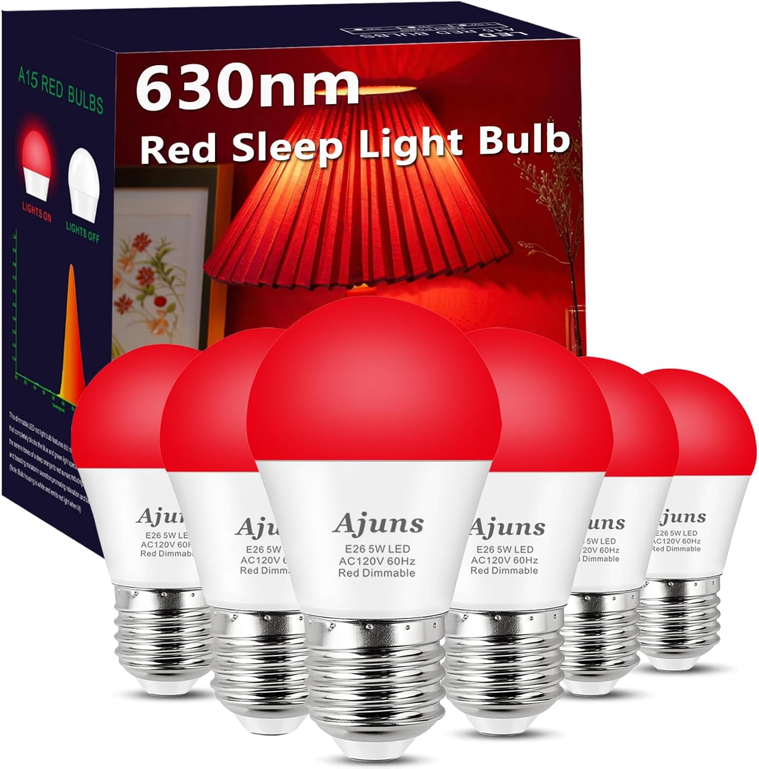 JUNCHI-630nm LED Red Sleep Light Bulb Dimmable, Blue Light Blocking ...