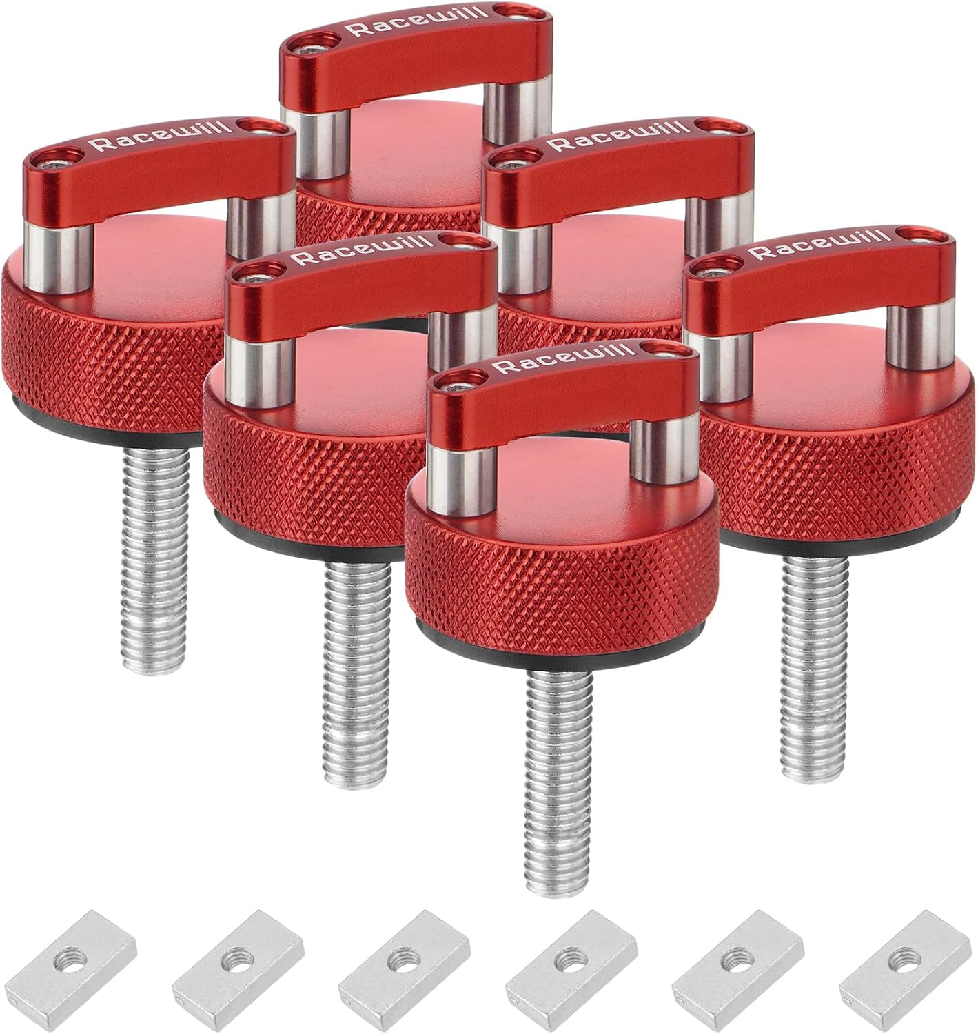 JUNCHI-6PCS Red Hard Top Quick Removal Fastener Thumb Screws with Nut ...
