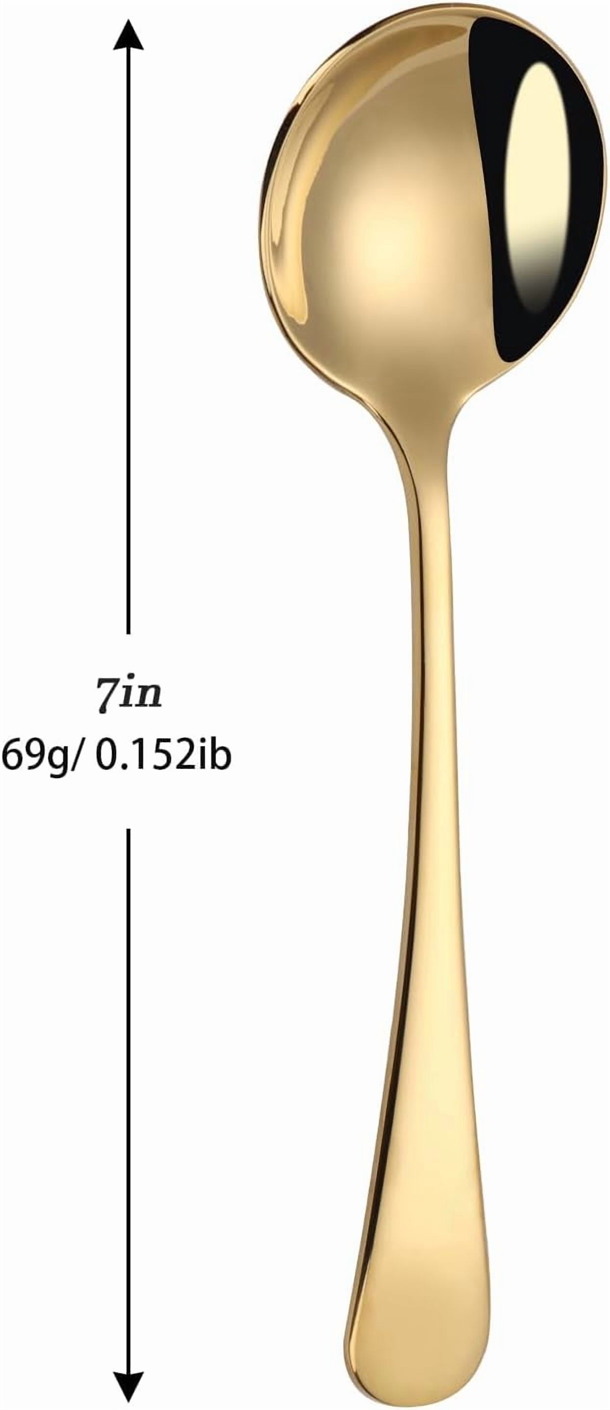 JUNCHI-7" Round Soup Spoons Set of 4,18/10 Stainless Steel Heavy Duty ...