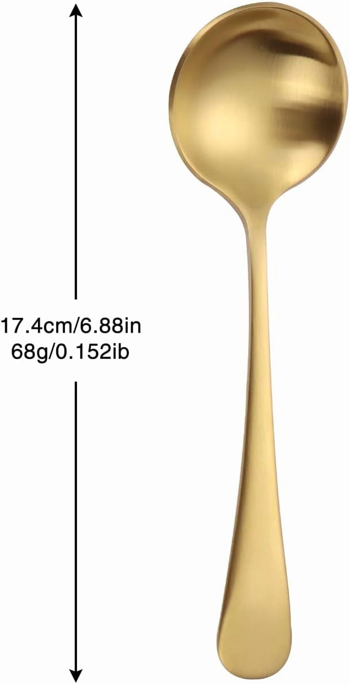 JUNCHI-7" Round Soup Spoons Set of 4,18/10 Stainless Steel Heavy Duty ...