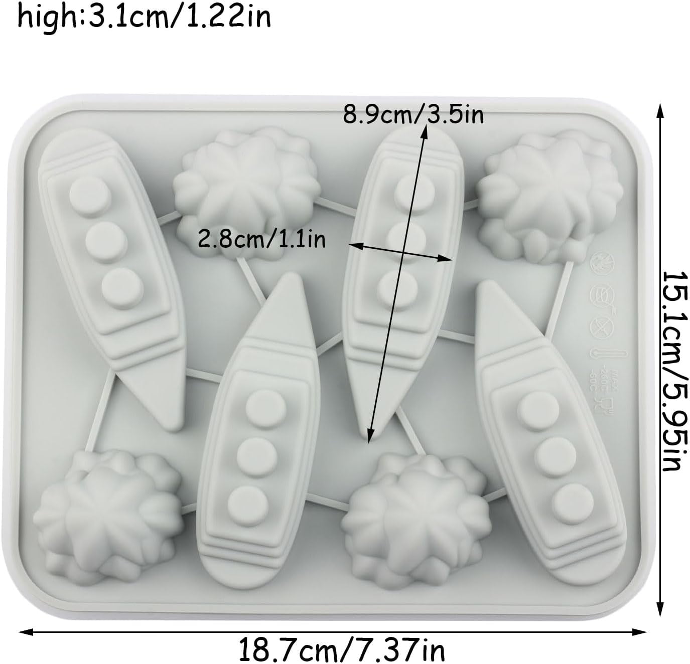 JUNCHI-8 Cavity Ship Iceberg Silicone Candy Molds For Candy Chocolate ...