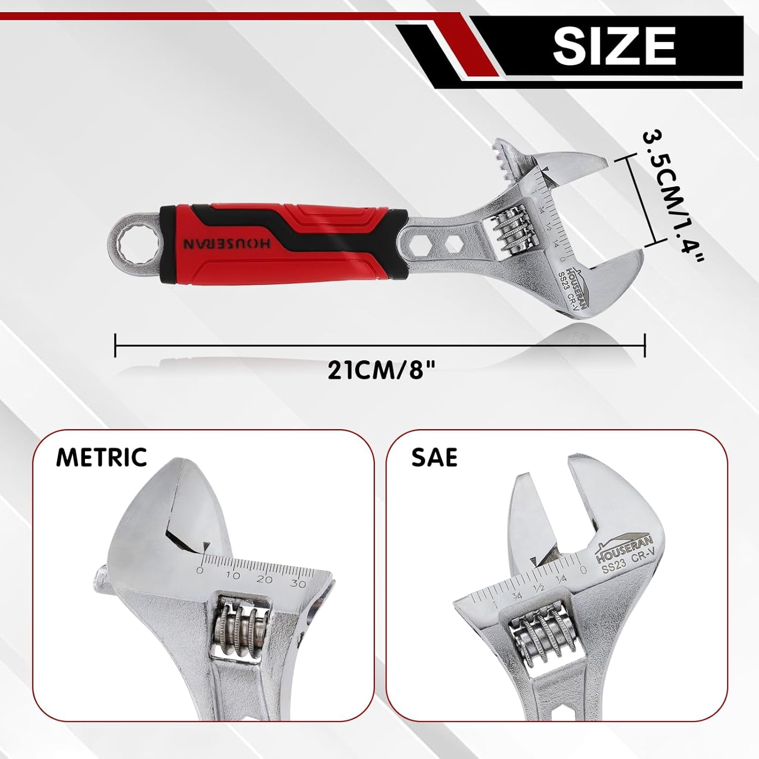 JUNCHI-8-Inch Adjustable Wrench, Wide Jaw Adjustable Wrench with Anti ...