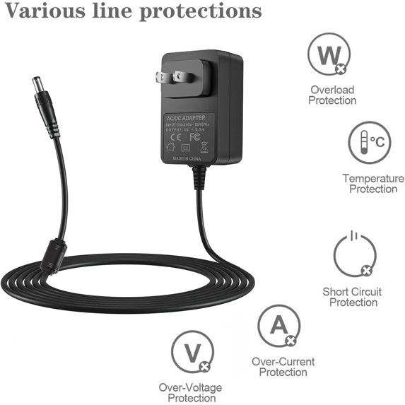 JUNCHI-9VDC2.5A Power Supply Cord,9V Charger for Line 6 POD Go Wireless ...