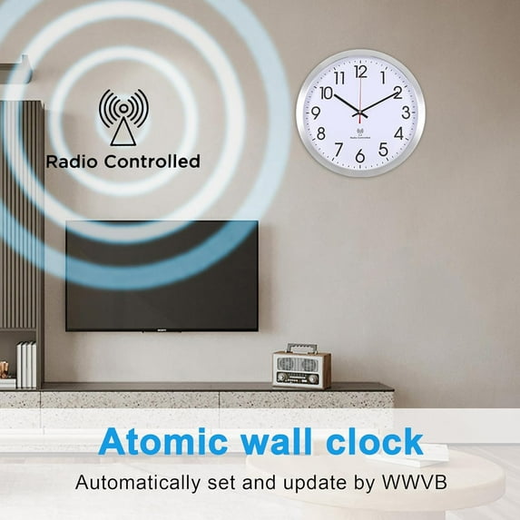 JUNCHI-Atomic Analog Wall Clock, 14Inch Radio Controlled Sets ...