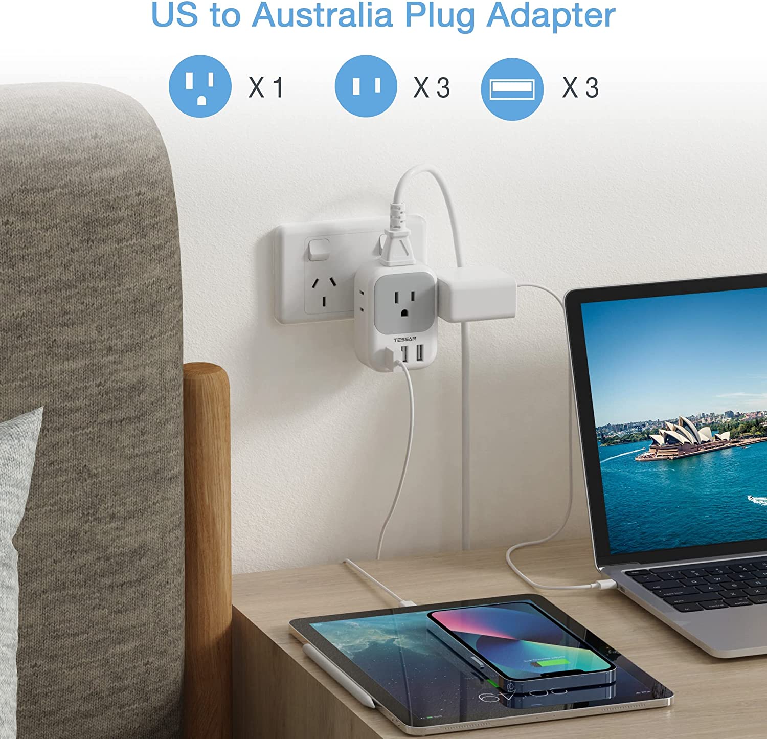 JUNCHI-Australia Power Plug Adapter, US to New Zealand Power Adapter ...