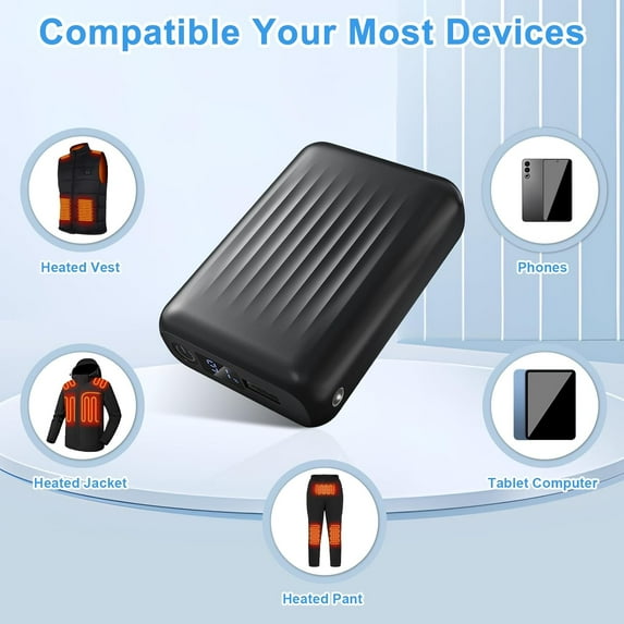 JUNCHI-Battery Pack for Heated VestHeated Vest Battery Pack 18400mAh 5V ...