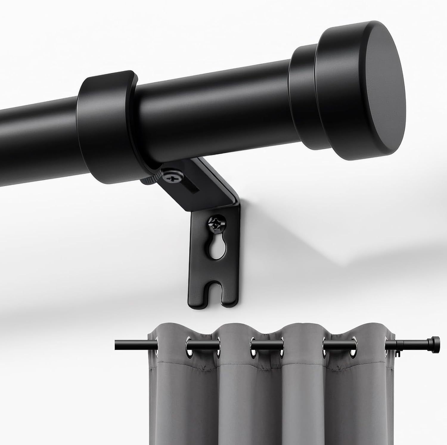 JUNCHI-Black Curtain Rods for Windows - Adjustable Curtain Rods for ...