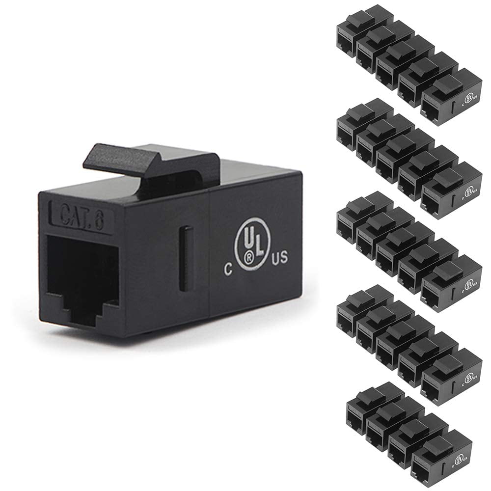 JUNCHI-CAT6 RJ45 Keystone Couplers (UL Listed), 25-Pack Ethernet ...