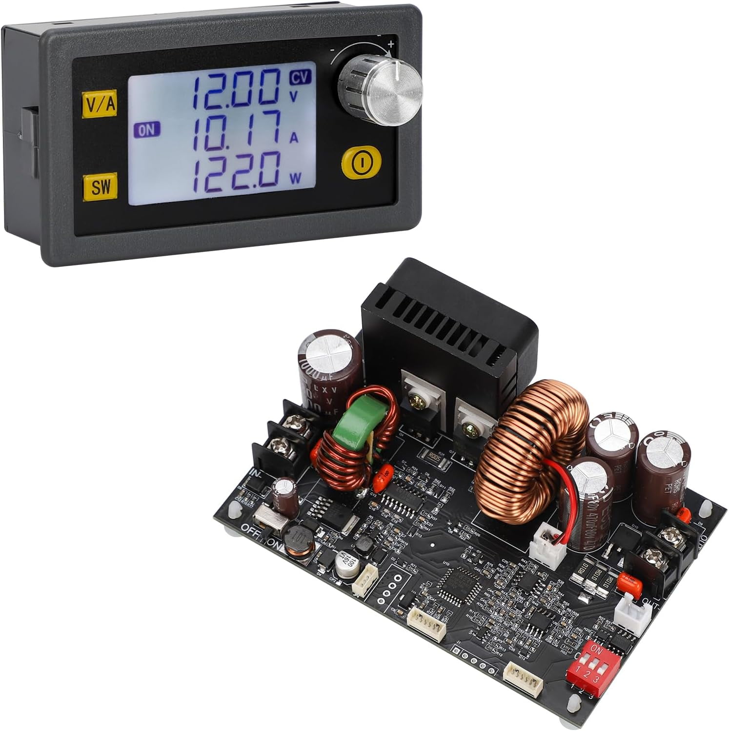 JUNCHI-CNC DC Buck Converter with Meter, 6-70V to 0-60V 20A 1200W, DC ...