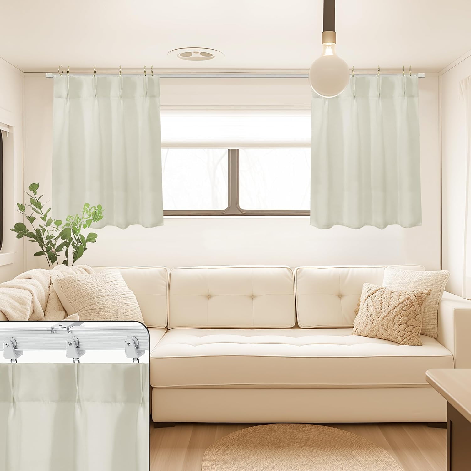 JUNCHI-Camper Small Window Curtains,with Clips Rings 80% Blackout ...