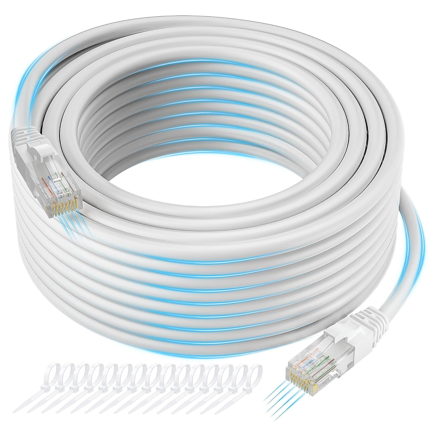 JUNCHI-Cat 6 Ethernet Cable 200 FT, Long High Speed Cat6 Internet Cable ...