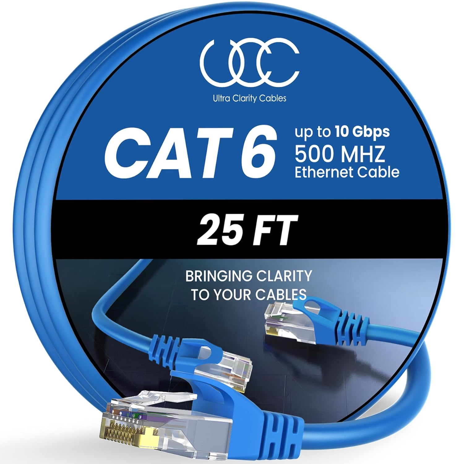 JUNCHI-Cat 6 Ethernet Cable 25 ft, 10Gbps High Speed Ethernet Cable ...