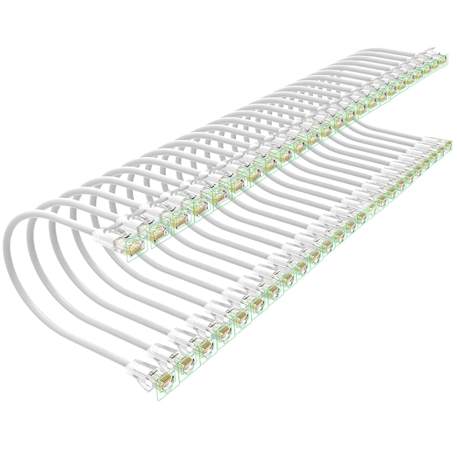 JUNCHI-Cat 6 Patch Cables 0.5 feet (24Pack), Slim Cat6a Ethernet Patch ...