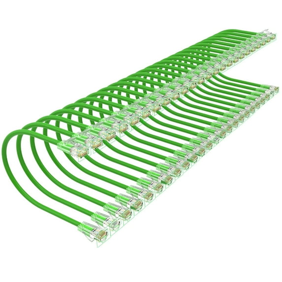 JUNCHI-Cat 6 Patch Cables 2 feet (24Pack), Slim Cat6a Ethernet Patch Cable 10Gbps 550Mhz, UTP ...