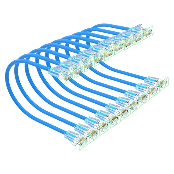 JUNCHI-Cat 6 Patch Cables 3 feet (10Pack), Slim Cat6a Ethernet Patch Cable 10Gbps 550Mhz, UTP ...