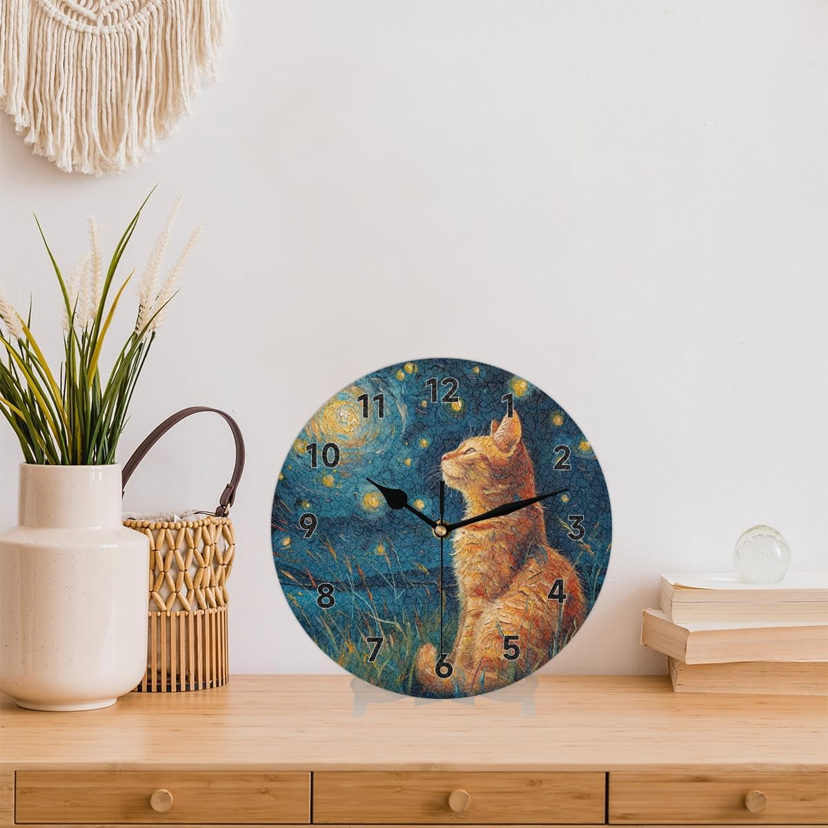 JUNCHI-Cat Wall Clock 9.84 Inch Silent Wall Clocks Battery Operated Non ...