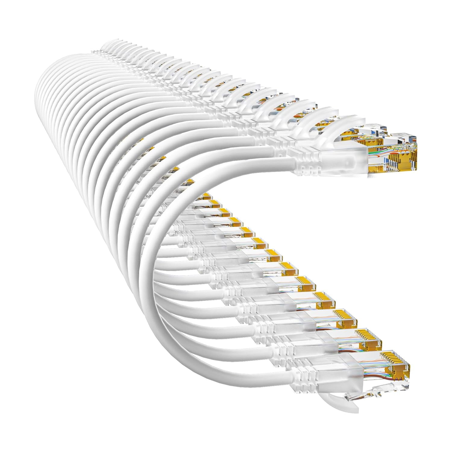 JUNCHI-Cat6a Patch Cables 2ft (24 Pack) Slim, Cat6 Ethernet Patch Cable ...