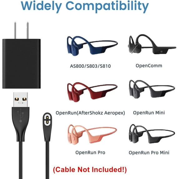 JUNCHI-Charger for Shokz New OpenRun Pro 2, OpenFit 2, AS800 Bone Conduction Headphones - 2-Pack ...