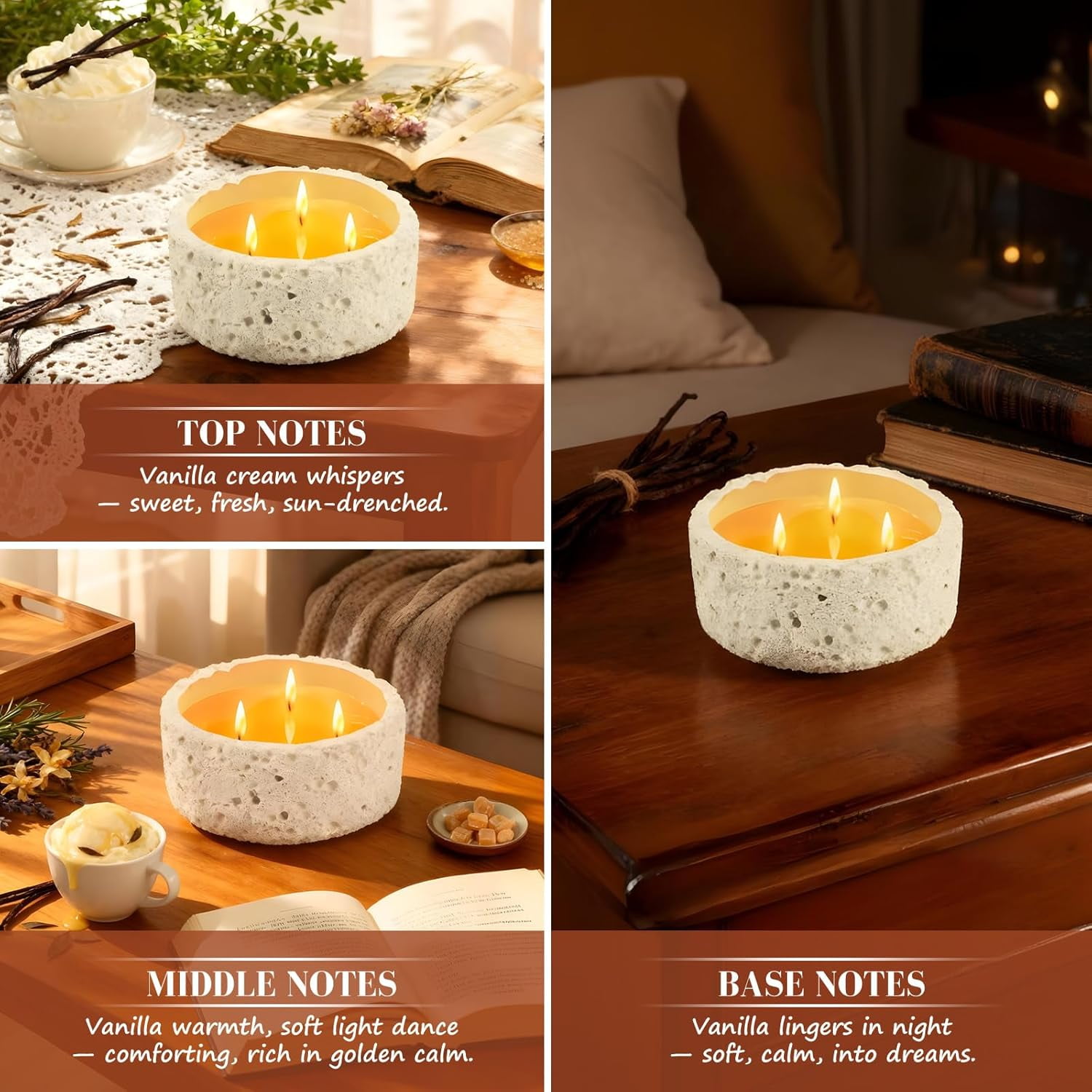 JUNCHI-Christmas Candle \u2013 Creamy Vanilla, 20oz 3 Wick Large ...