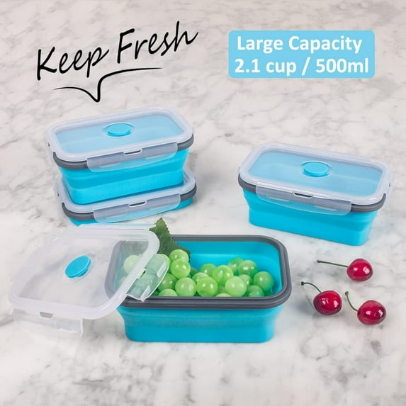 JUNCHI-Collapsible Food Storage Containers with Airtight Lid & Air Vent ...